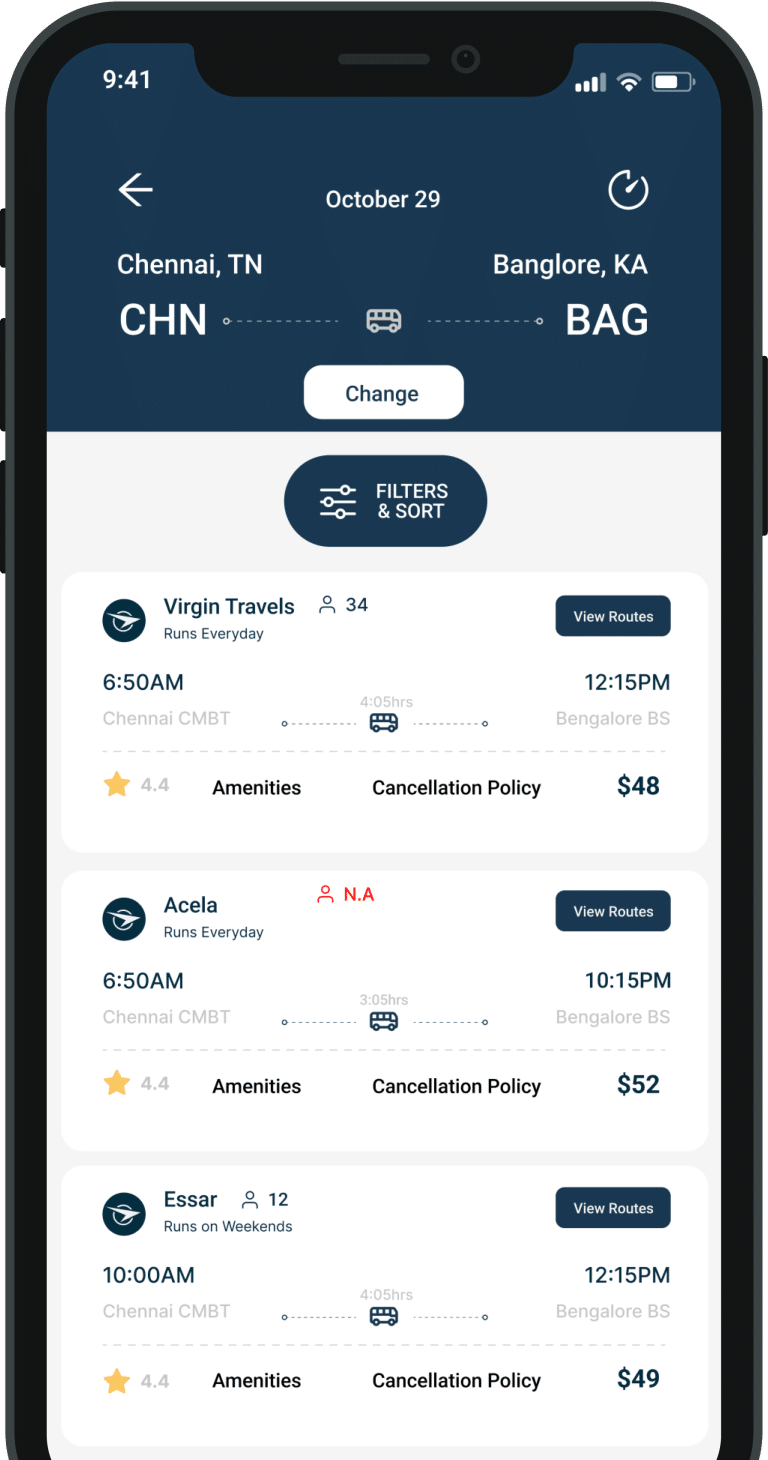 Custom Bus Booking App Development Company – Elements